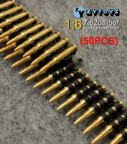 50PC 1/6 ZYToys Metal 7.62 Caliber Machine Bullet Chain DIY Weapon ...