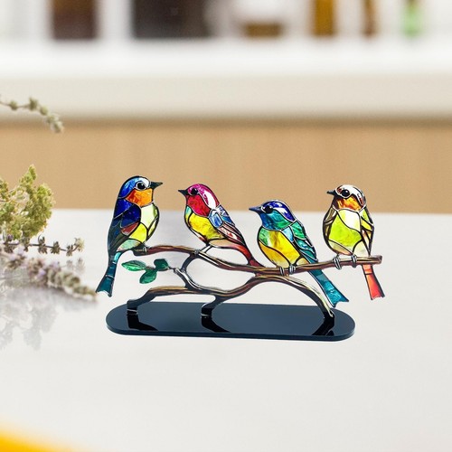 Birds on Branch Desk Ornament Craft Art Home Decor Metal Birds ...