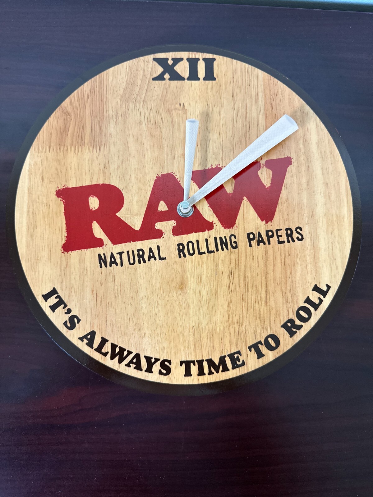 RAW Rolling Papers Logo Limited Edition Wooden Clock "IT'S ALWAYS TIME ...