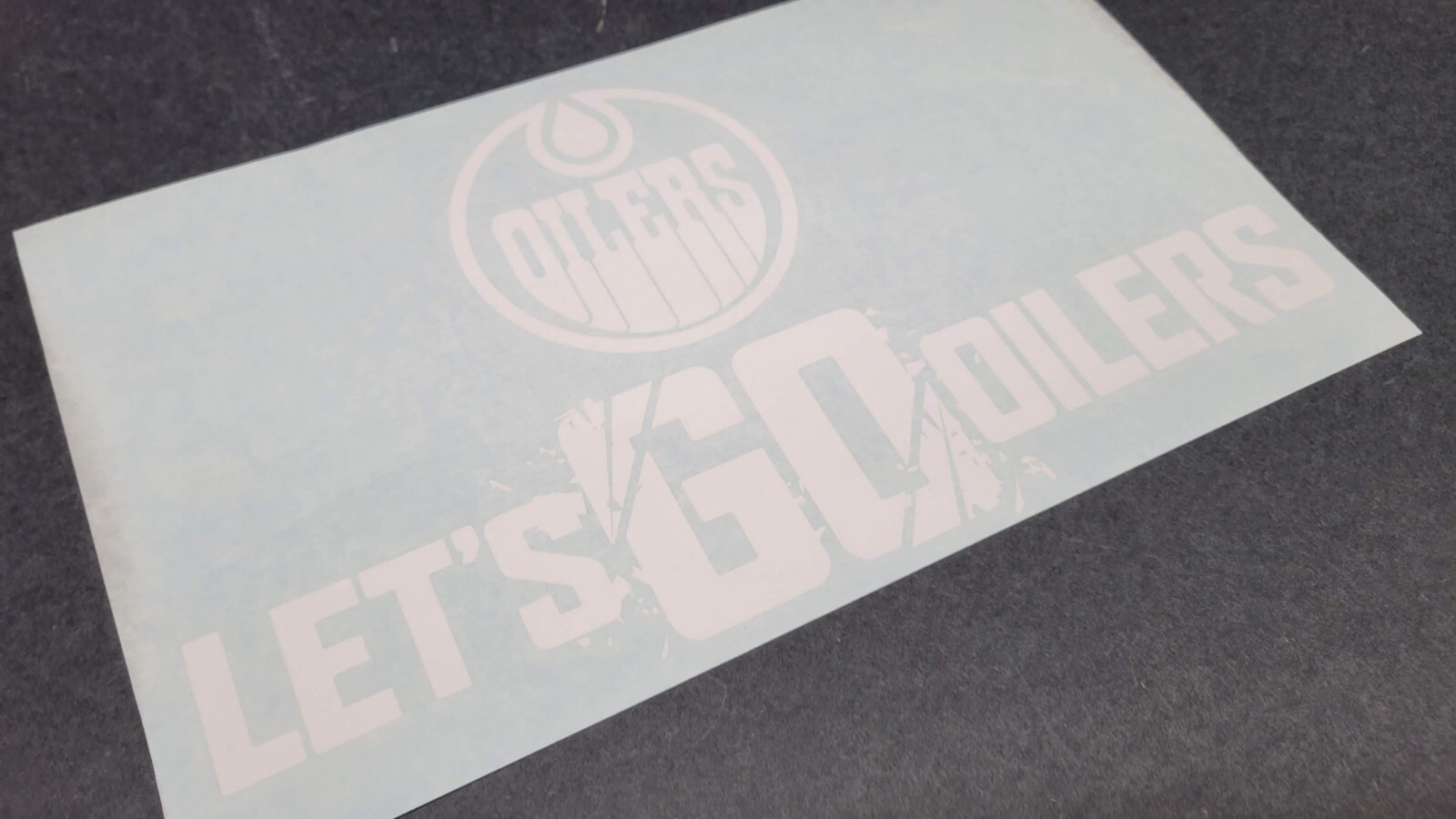 Lets Go Oilers Large Decal - White 14in wide - Edmonton Oilers NHL ...