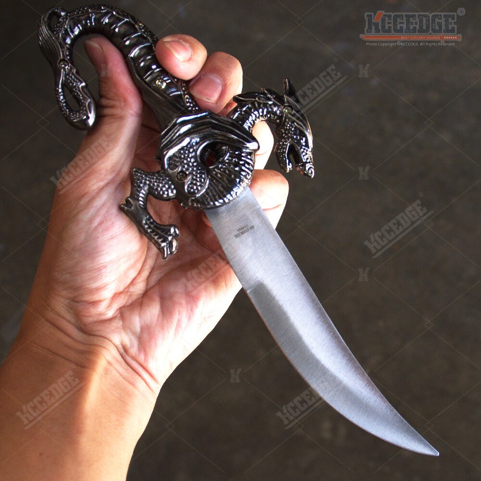 10" INLAY FANTASY DRAGON DAGGER W/ SHEATH Blade Knife Collectible ...