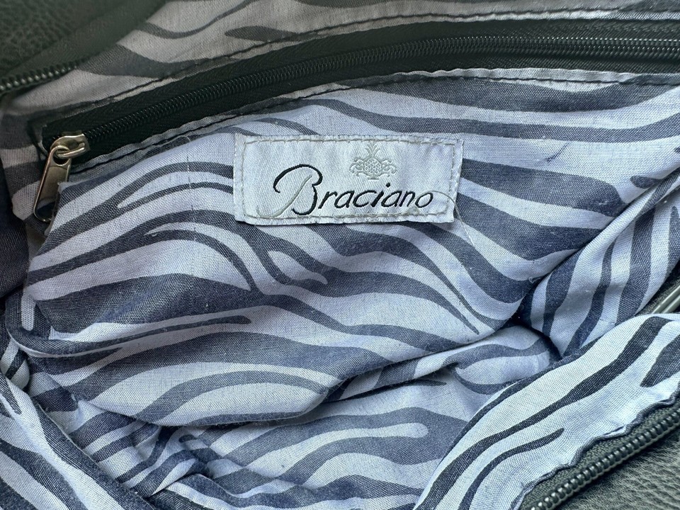 Braciano Charcoal Gray Vegan Leather Shoulder Bag Purse With Silver ...