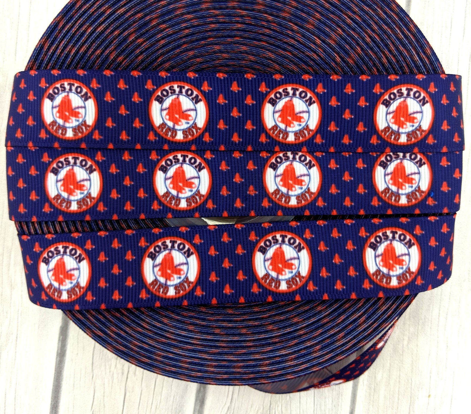 7/8" Red Sox Grosgrain Ribbon, Baseball Grosgrain Ribbon, 22mm Sport ...