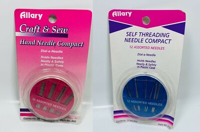 Set of 2 Allary Self threading Needle Compact 42 Assorted Needles | eBay