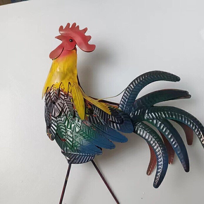 Iron Rooster Chicken Statue Outdoor Garden Decoration Yard Art Figure ...