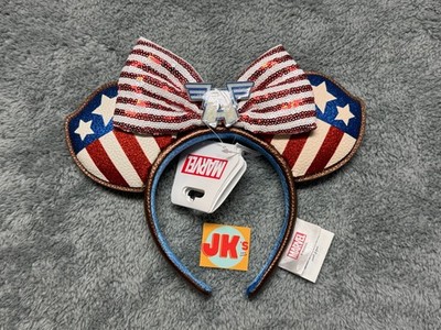 NEW Disney Marvel Captain America Ears Sequin Minnie Mouse Headband ...