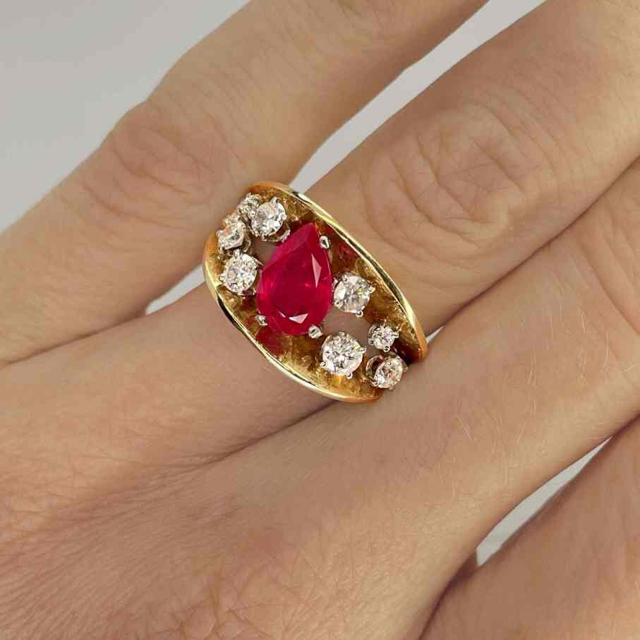 Unheated Burmese Ruby Diamond Ring 14K No Heat Burmese Ruby Engagement ...
