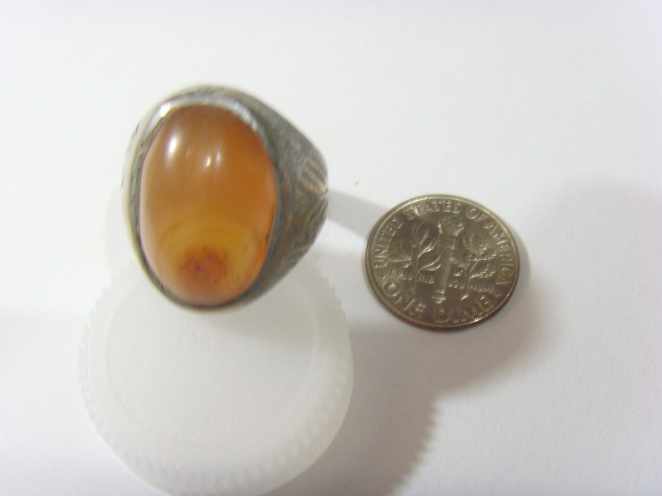 1600s antique tribal large carnelian cabochon wedding ring sz 9 50926 ...