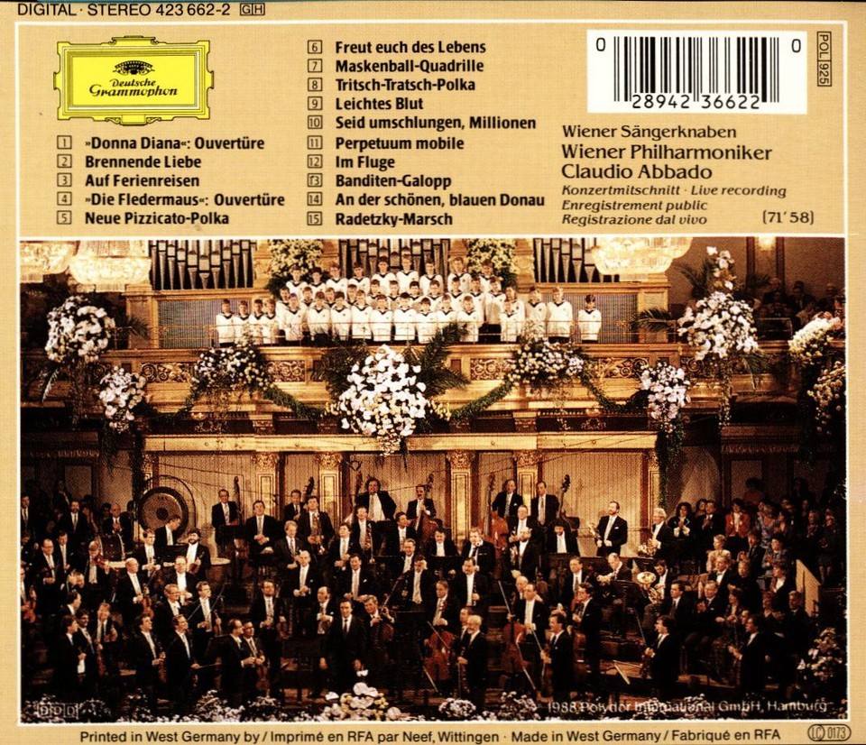 New Year's Concert 1988 - Claudio Abbado / Vienna Philharmonic (CD, DG ...
