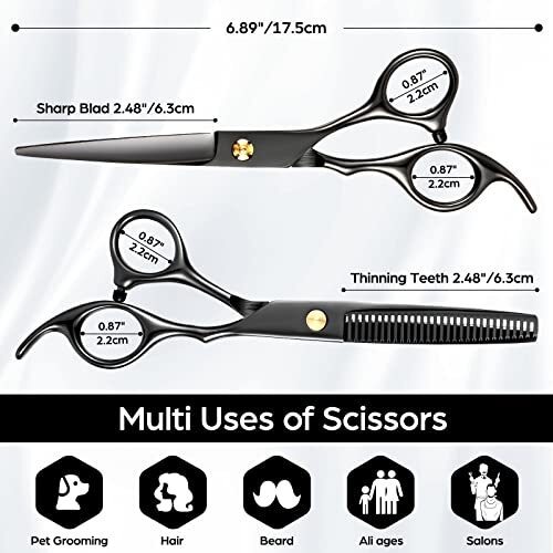 Professional Hair Cutting Scissors 6.89 inch Barber Scissors ...