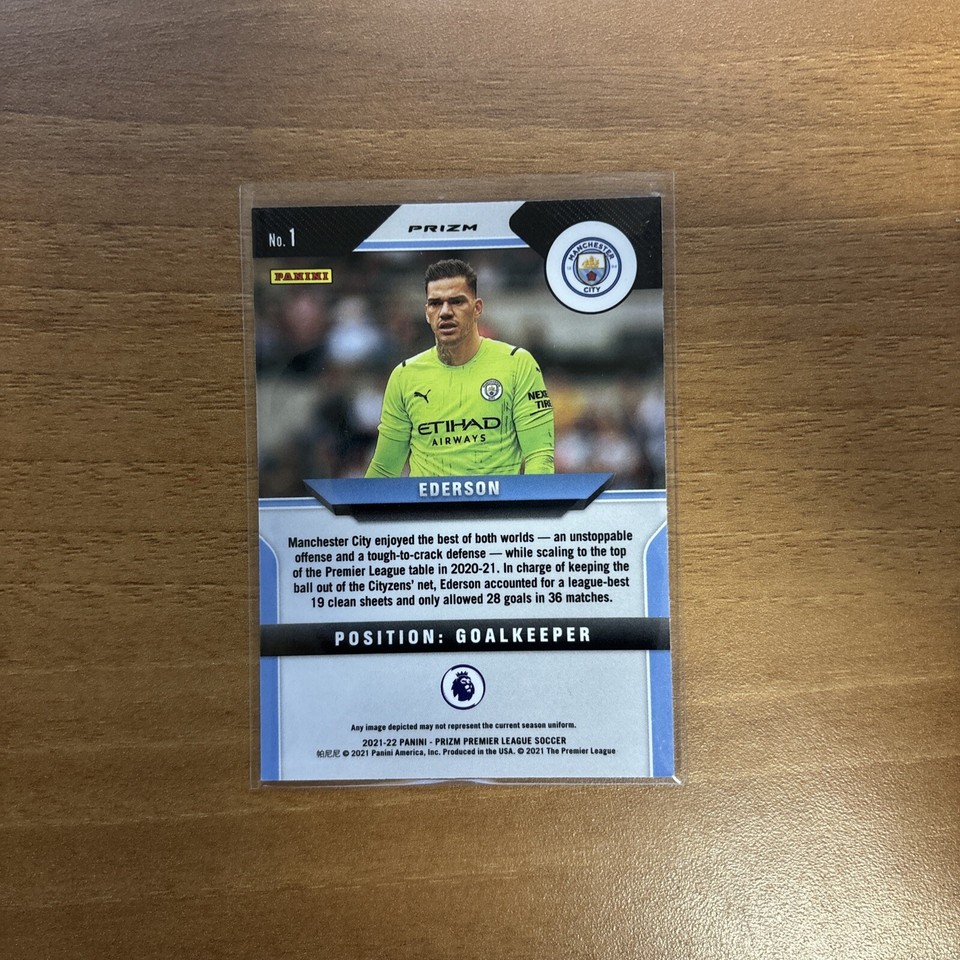 Ederson 2021-22 Panini Prizm EPL Man City Red White Blue Prizm Card #1 ...