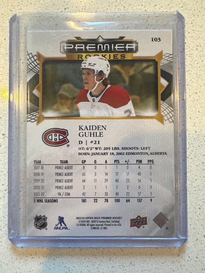 Kaiden Guhle Premier Rookies #263/399 2022-23 Upper Deck Premier | eBay