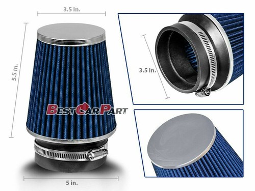 3.5 Inches 89 mm 3.5" Cold Air Intake Narrow Cone Filter Quality BLUE ...