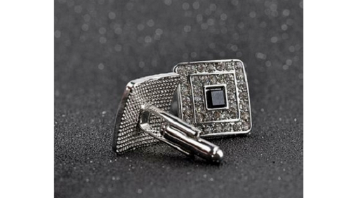 Classic Princess Black Onyx & White Stone Men's Fashion Elegant Silver CuffLink | eBay