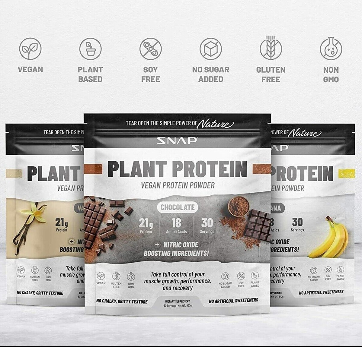 Vegan Organic Plant Protein Powder - SNAP Muscle Growth, Performance ...