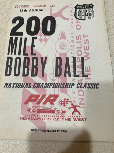 1964 Race Program 200 Mile Bobby Ball National Championship Classic ...