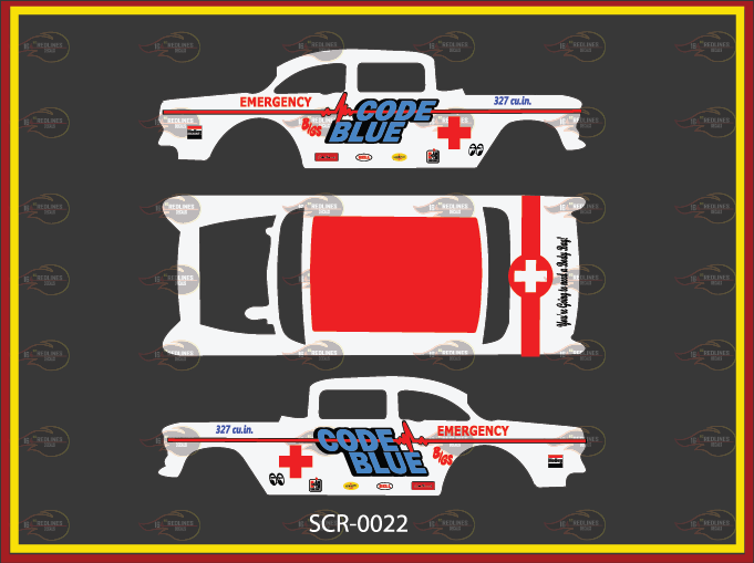 1/64 '55 Chevy "CODE BLUE" Gasser CUSTOM Decal SCR-0022 | eBay