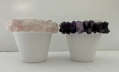 Amethyst Chip Crystal and Rose Quartz Chip Crystal 2.5" Terracotta Pot ...