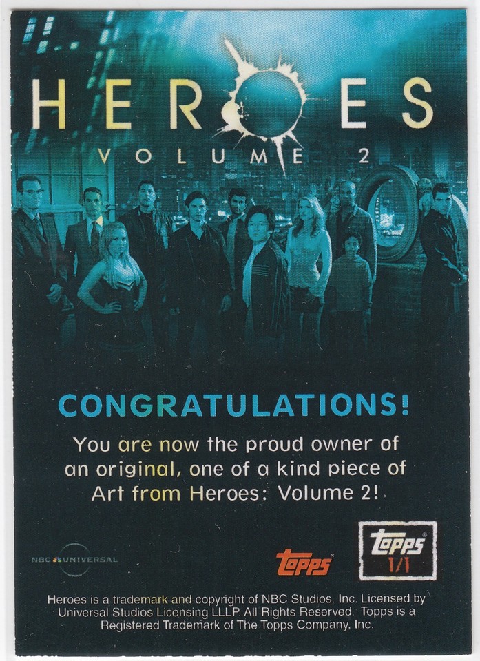 HEROES VOLUME 2 - ARTIST SKETCH CARD - PETER PETRELLI by SEAN PENCE | eBay