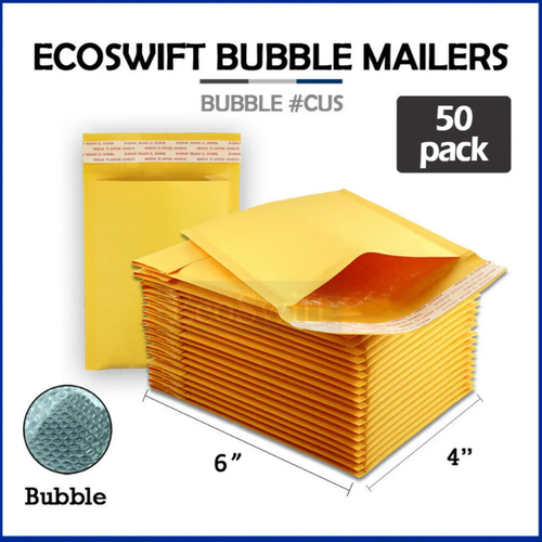 50 #0000 4 x 6 ECOSWIFT SMALL SELF SEAL KRAFT BUBBLE MAILERS PADDED ...