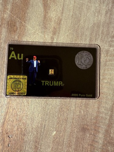 1 GR .999 Fine Gold Hand Poured Bar Embedded Trump 47 Au Display ...