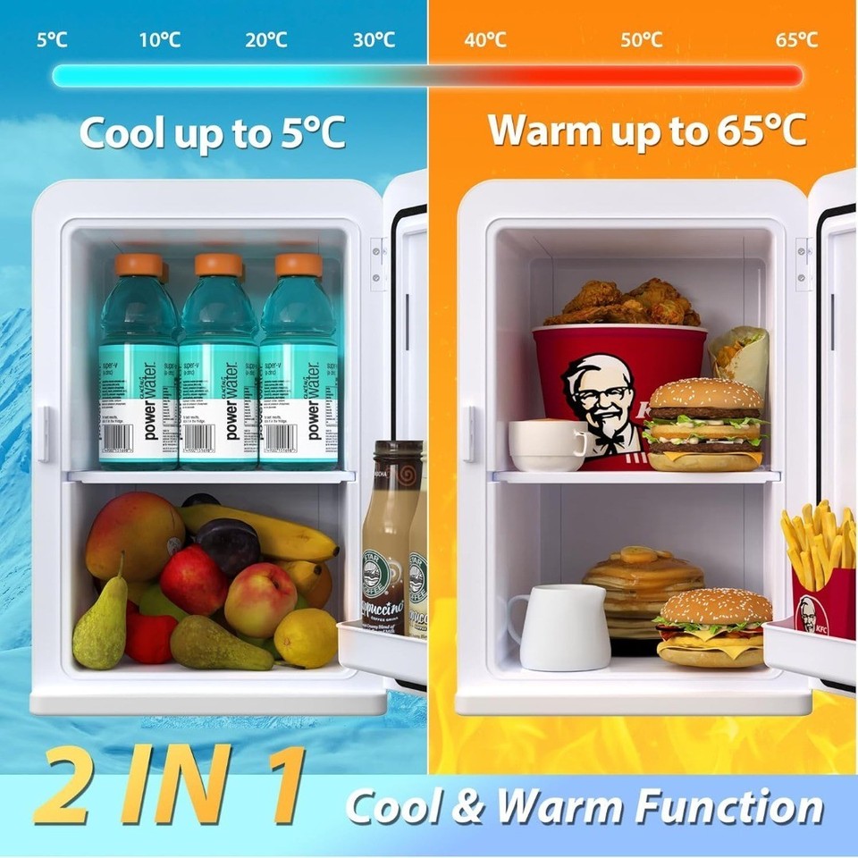 Mini Fridge 15 Liter/21 Cans, Upgrade Portable AC+DC Power Small ...