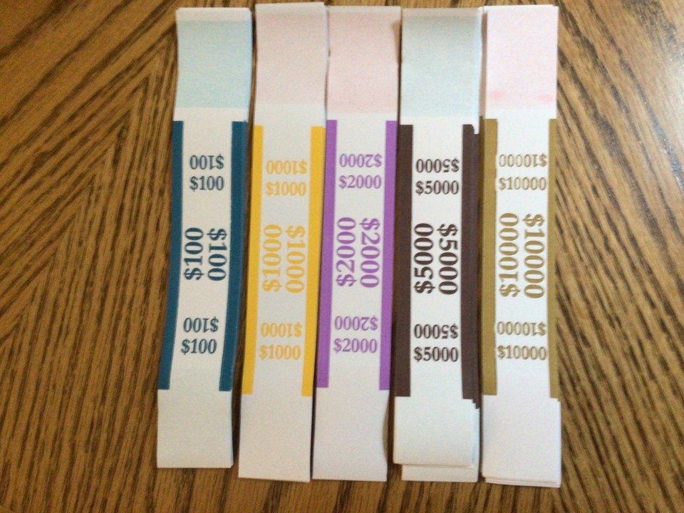 100 - PURPLE $2000 Self-Sealing Currency Money Straps / Money Paper ...