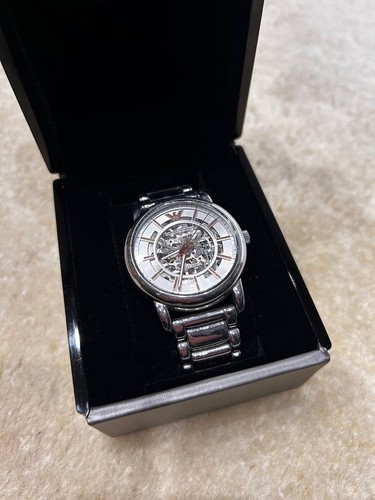Emporio Armani Skeleton Automatic Watch 42mm Steel Used 3ATM From Japan ...