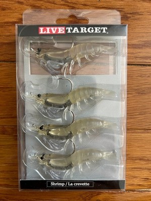 koppers Live Target Shrimp Lures 3" 1/4 oz Clear Grass Shrimp Model ...