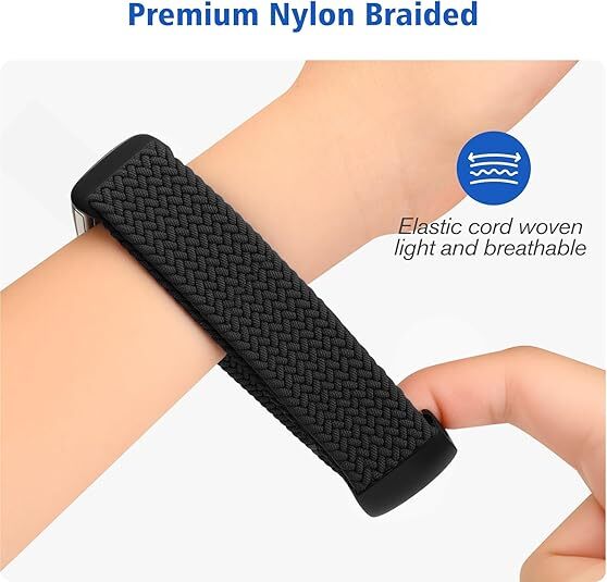 Magnetic Braided Stretchy Band for Fitbit Charge 6/5 Soft Woven Nylon ...
