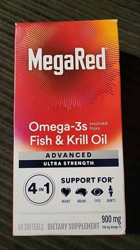 MegaRed Omega-3s Fish & Krill Oil Advanced Ultra Strength 900mg ~EXP: 8 ...