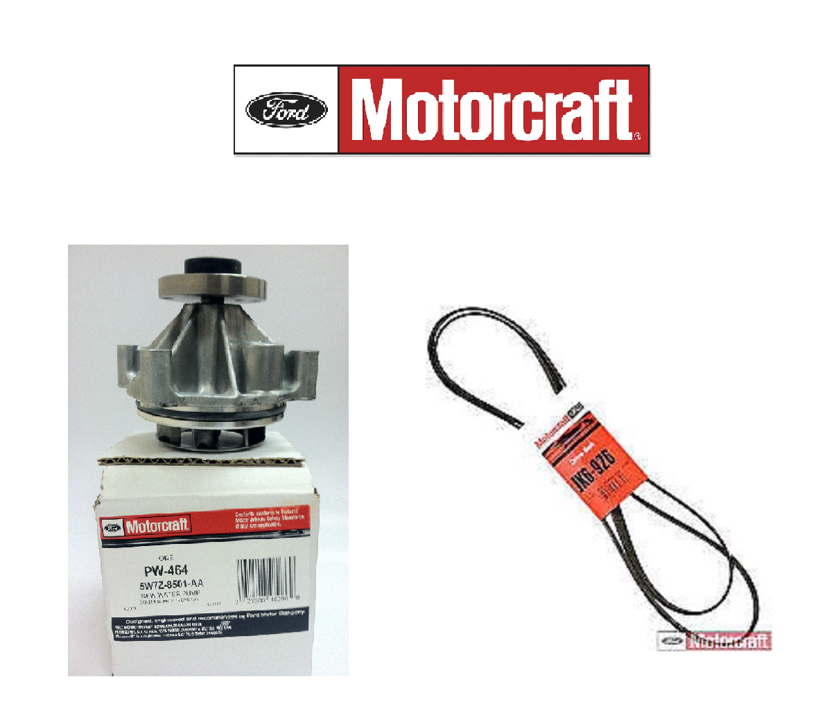 06-UP CROWN VIC MARQUIS TOWNC MOTORCRAFT WATER PUMP PW464 & BELT JK6926 ...
