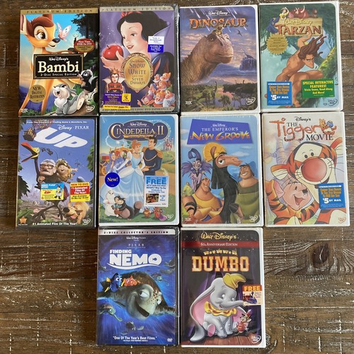 Lot of 10 NEW Sealed Disney DVD's: Tigger, Nemo, Dumbo, Up, Tarzan ...