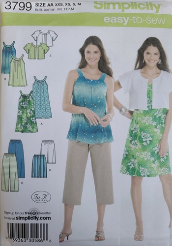 Simplicity 3799 Misses Dress Tunic Pants Shorts Jacket Easy Sewing ...
