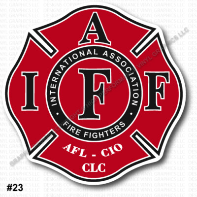 IAFF Firefighter HELMET Decal 2" Sticker Red Black White Premium ...