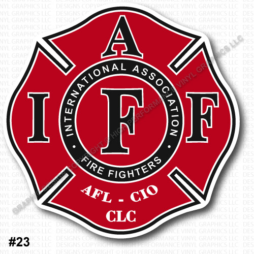 IAFF Firefighter HELMET Decal 2" Sticker Red Black White Premium ...