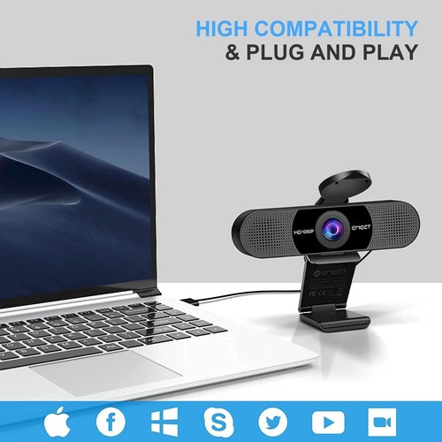 EMEET 1080P Webcam with Microphone, C960 Web Camera, 2 Mics Streaming ...
