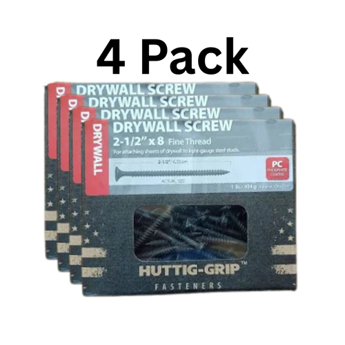 Huttig-Grip 2-1/2" #8 Drywall Screws | Fine Thread Phillips | 1 lb box ...