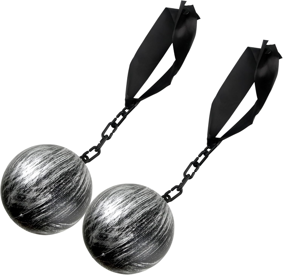 2 Pcs Halloween Ball and Chain Prison Shackles Chain Ball Plastic Toys ...