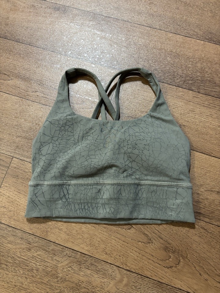 Lululemon Energy Bra Long Line in a sage green color 2 athletic ...