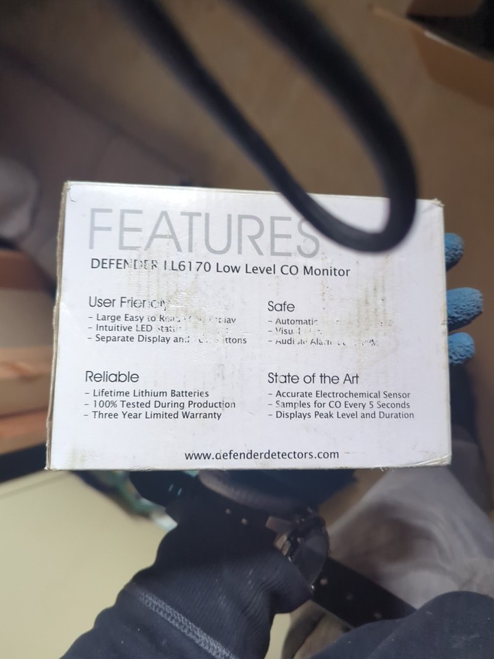 Defender LL6170 Sealed Lithium Battery Powered Low Level CO Monitor | eBay