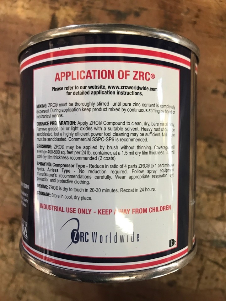 ZRC Cold Galvanizing Compound 1/2 Pint 95% Zinc (Z.R.C) 10001 | eBay