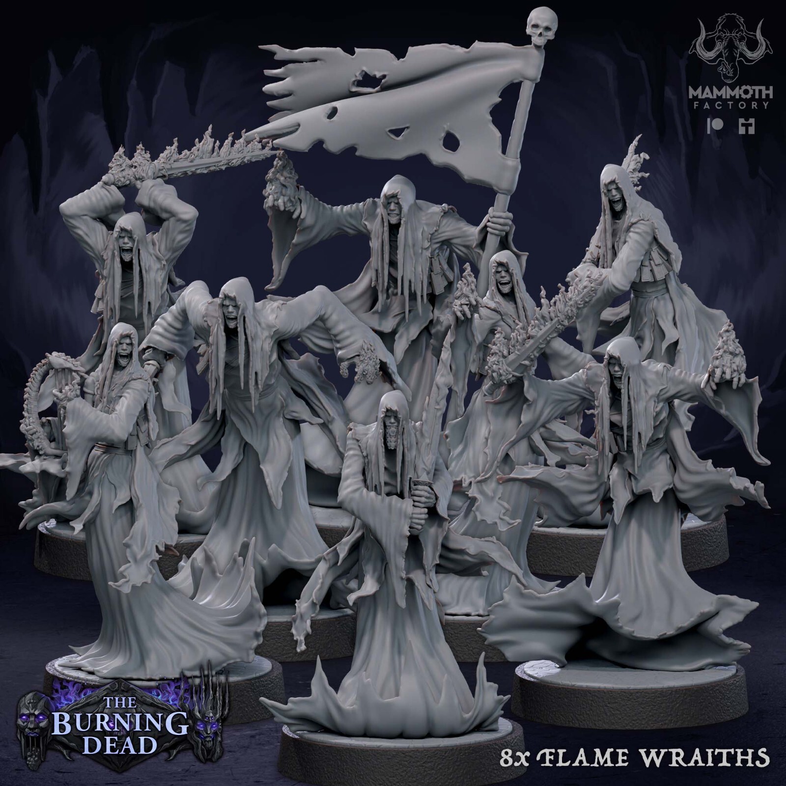 8 Flame Wraith Warband 8 UNIQUE sculpt Dungeons & Dragons Pathfinder ...