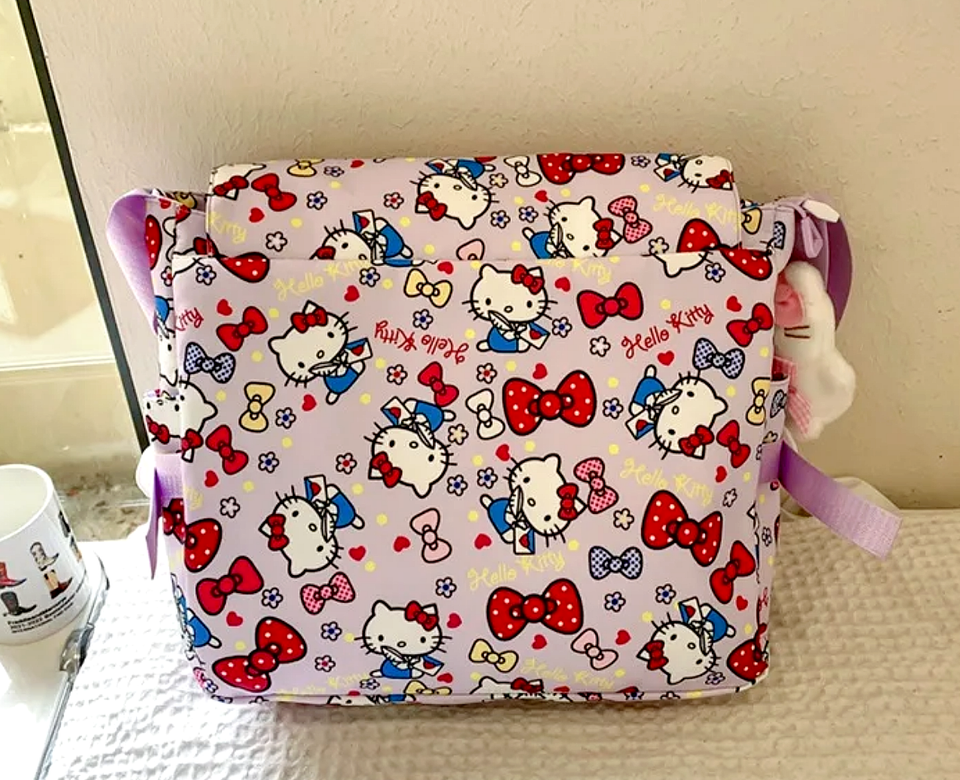Hello Kitty Campus Messenger Bag Purple Cartoon Logo Flap JK School ...