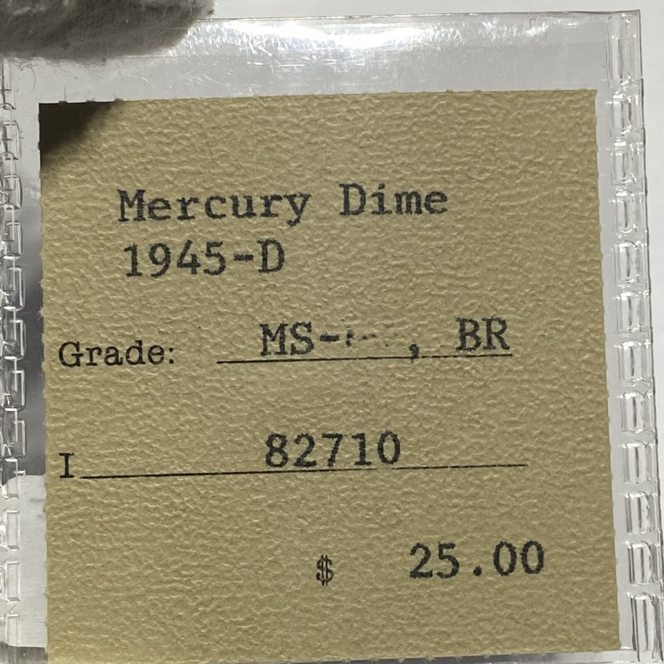 GEM BU 1945-D Mercury Dime - Vintage Littleton Flip & Label E801 ZANF ...