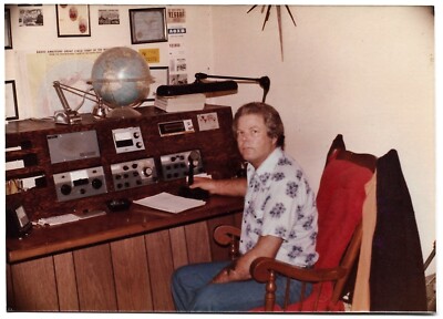 Vintage Color Photo of Man Working At 1980's Radio Station CB Equipment ...