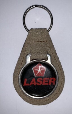Laser Keyring w/Faux Leather Fob, Key Chain Round Metal Charm, Split ...