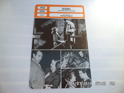 CARTE FICHE CINEMA 1952 JEZEBEL Bette Davis Gary Merrill Emlyn Williams ...