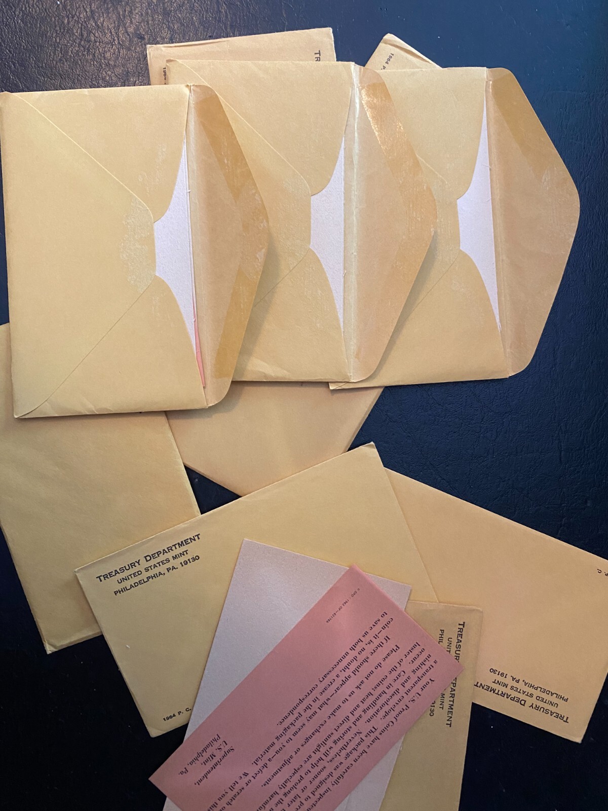 1964 US 10 Proof Set Envelopes W/COA Protective Cardbord & Mint Insert ...