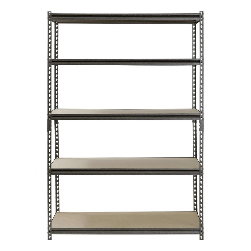 Muscle Rack 48W x 24D x 72H 5-Shelf Steel Shelving Silver Couplers Not ...